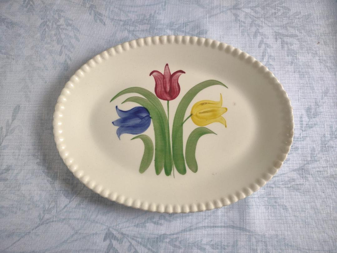 Vintage Pottery Tulip Platter Vintage 1940's Serving Platter 11 1/2 ...