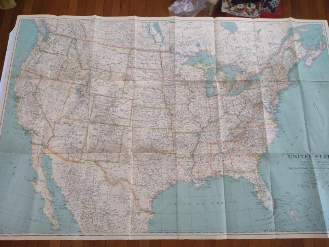 1933 Original Map of the United States From National - Etsy