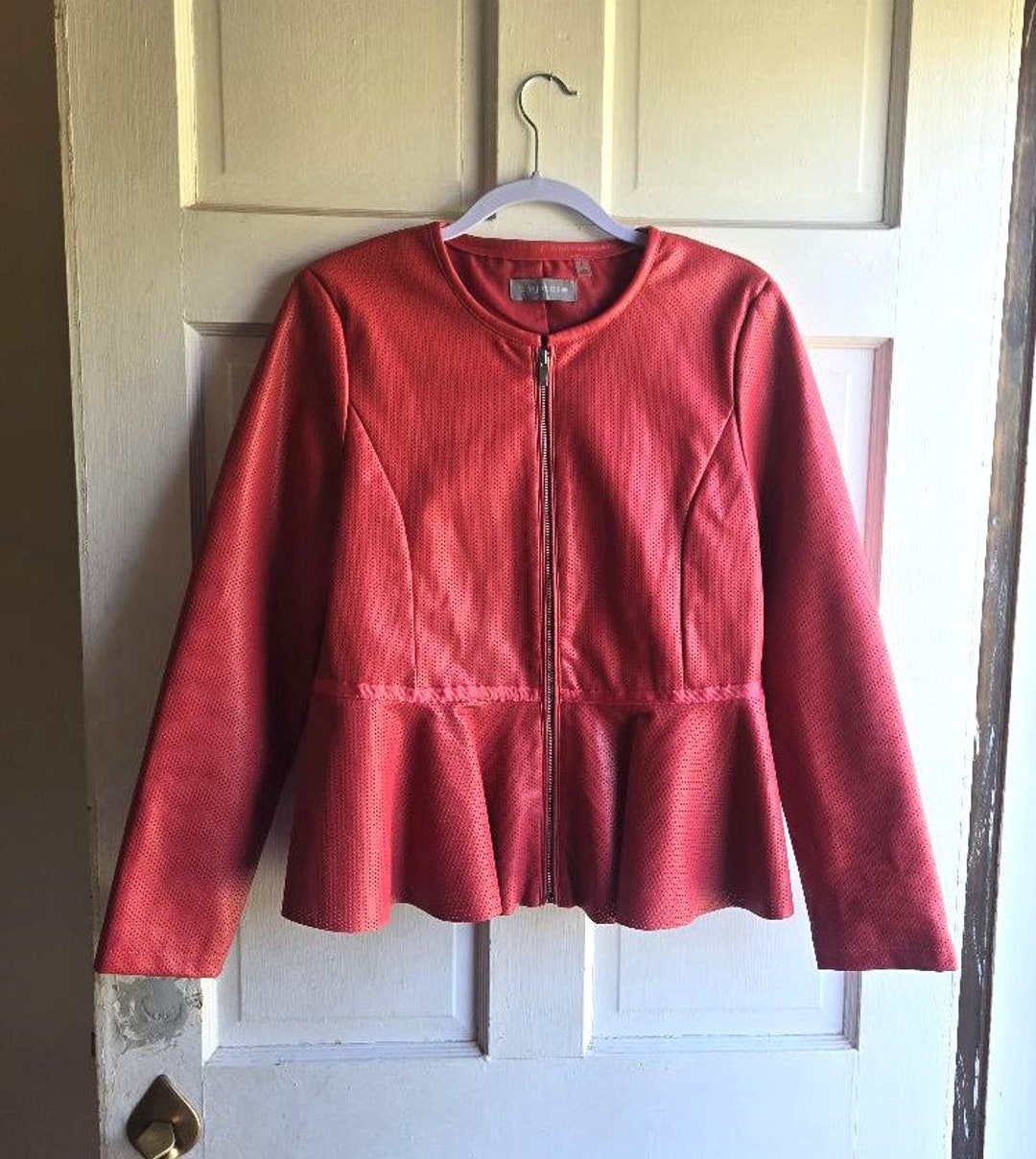 Vintage Bagatelle Leather Jacket: Salmon Pierced Design, Size L - Etsy