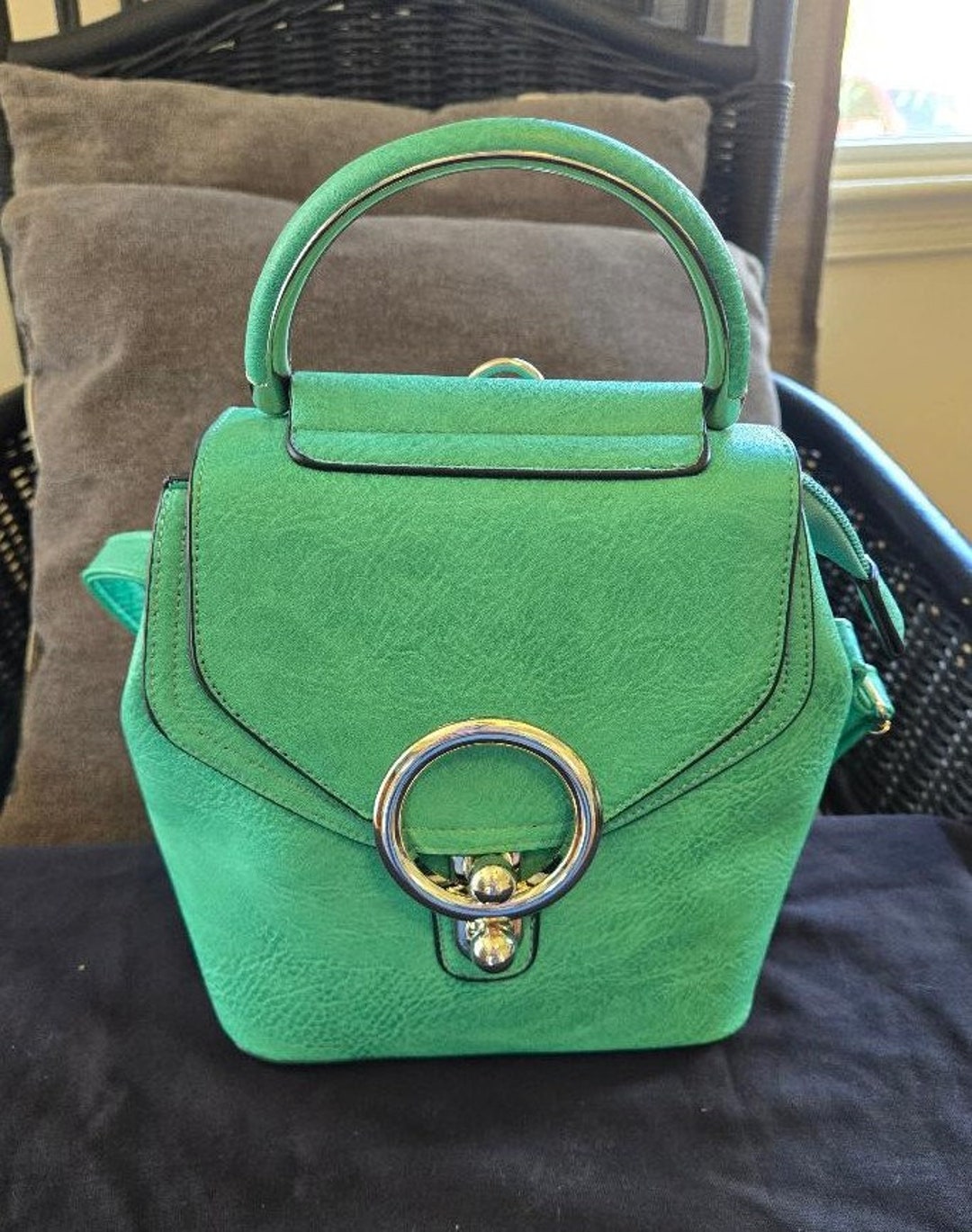 Vintage Green Leather Convertible Mini Backpack Purse, Crossbody ...