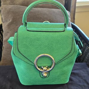 Vintage Green Leather Convertible Mini Backpack Purse, Crossbody ...