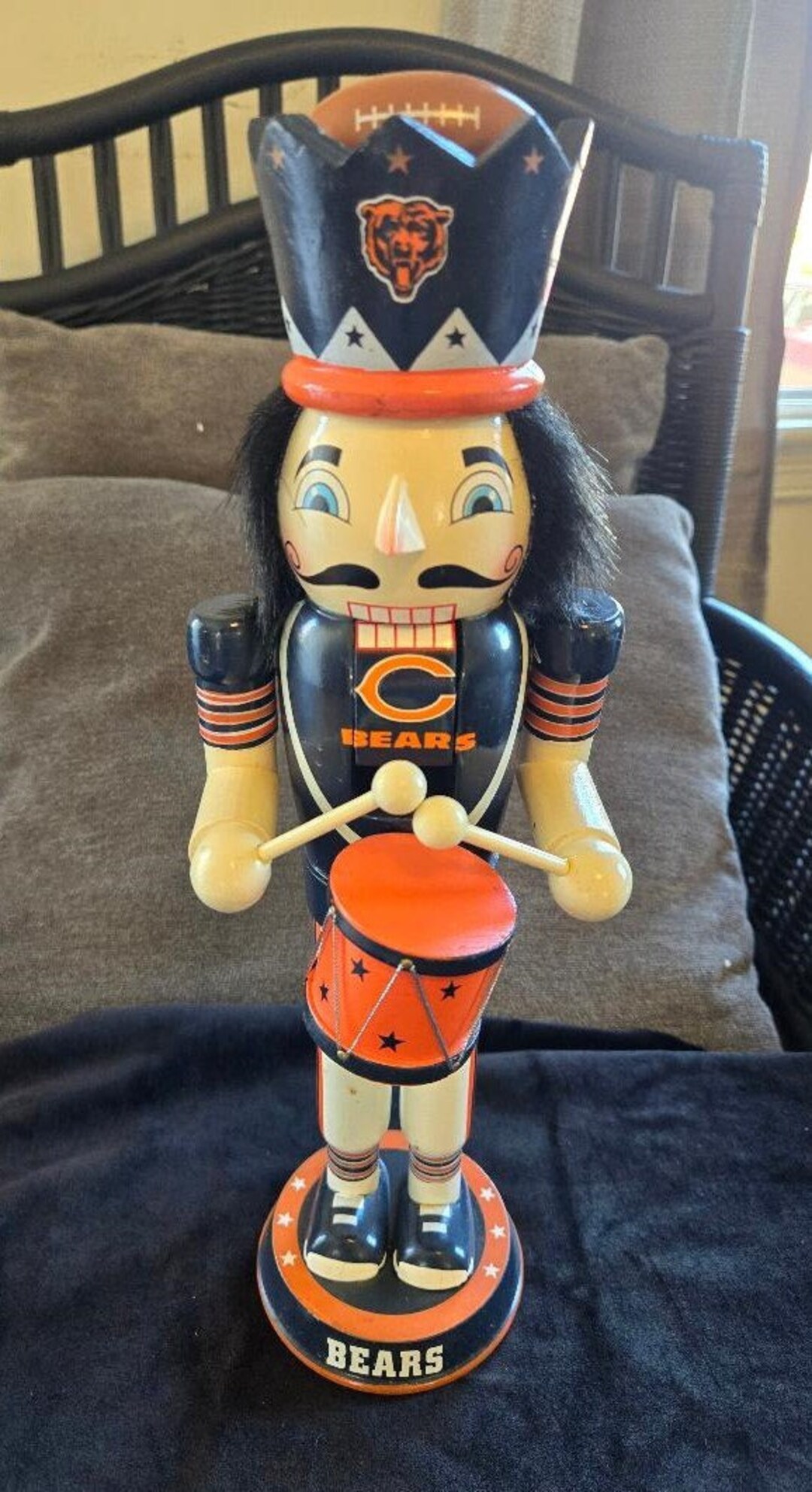 Vintage Wooden 14 Chicago Bears NFL Nutcracker, Man Cave Christmas ...