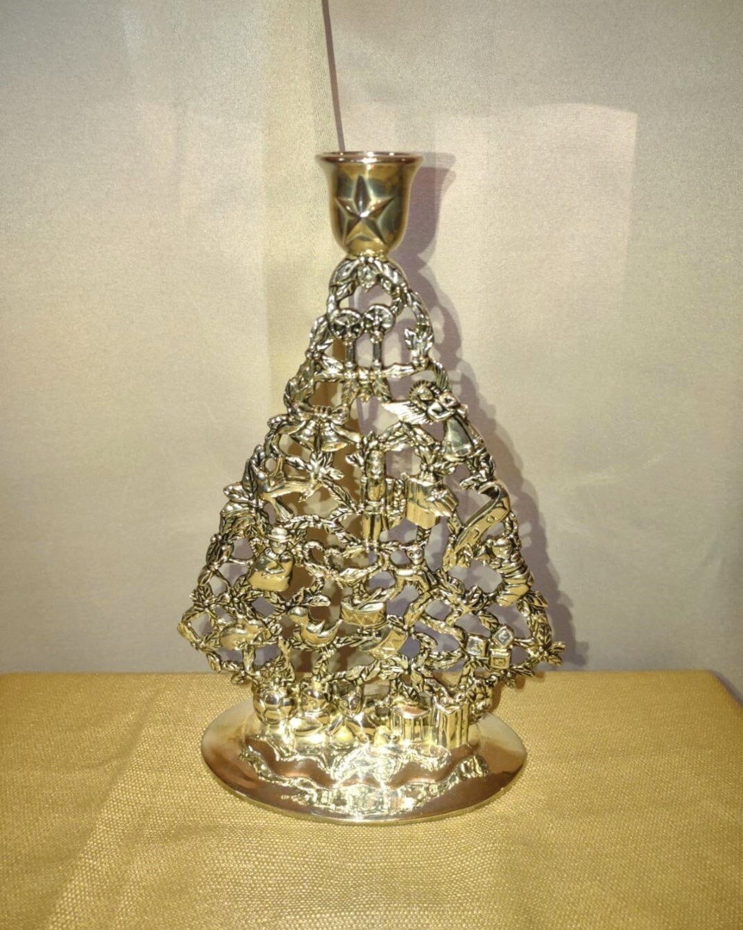 Vintage Godinger Silver Plate Filigree Christmas Tree Taper Candle ...