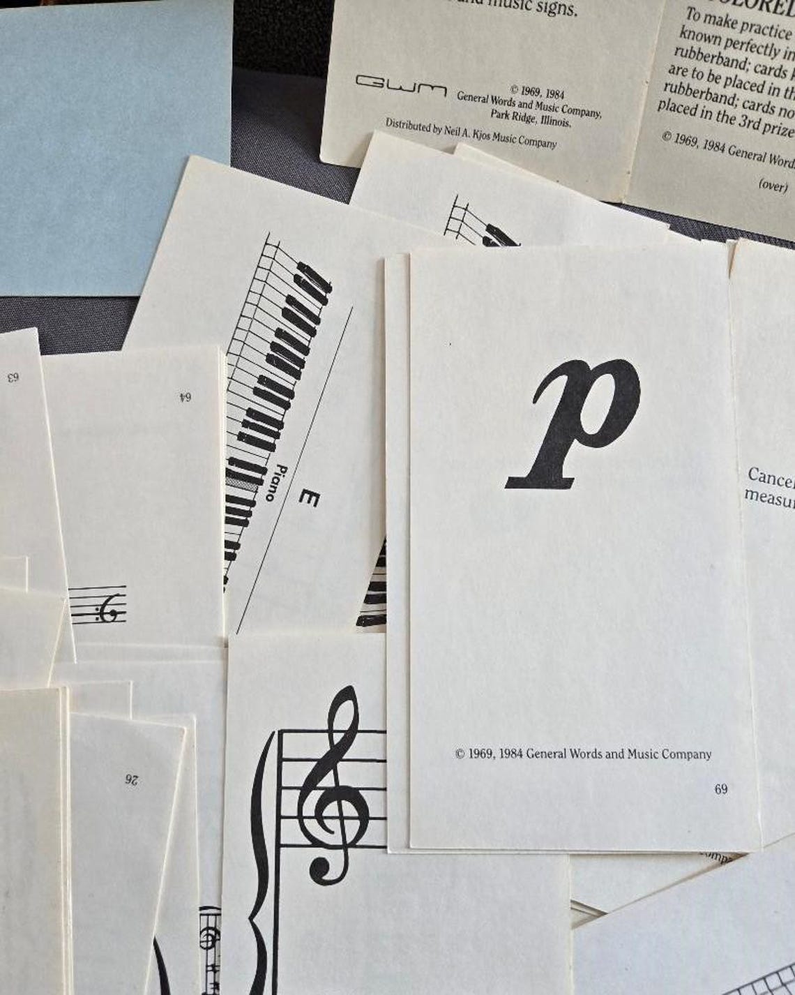 Vintage Music Flashcards, 54 Music Cards - Scrapbooking Music Paper ...