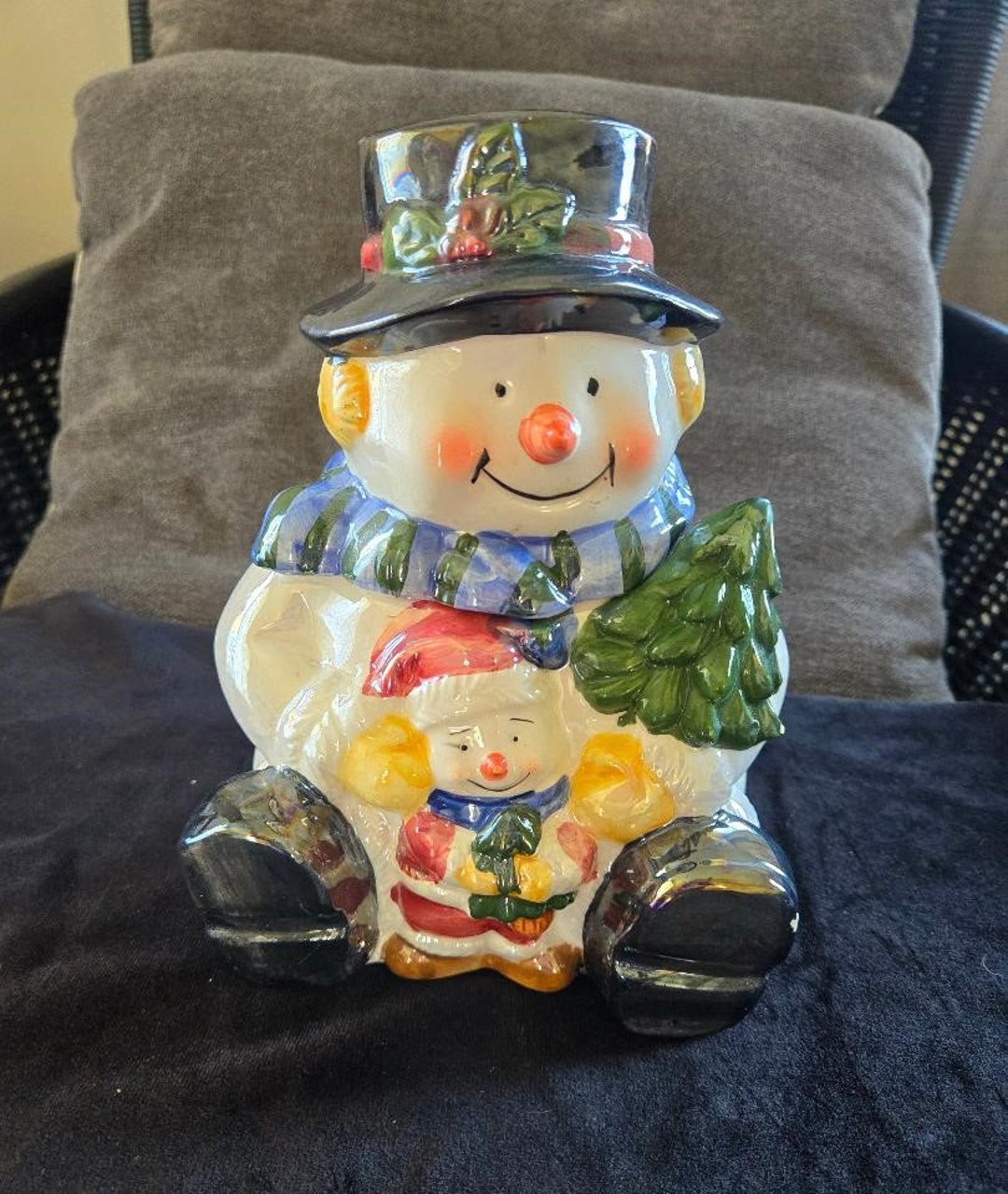 Vintage Pearlized Snowman Christmas Candy Jar, Vintage Holiday Snowman ...