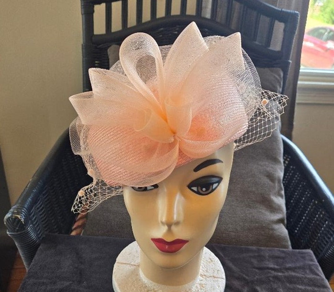 Vintage 1980s Peach Pillbox Hat: Netting Veil, Formal Occasion - Etsy