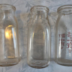 Vintage Half Pint Milk Bottles Set of 3, Lynchburg Westover 3 Cent Deposit & 2 Unmarked Half ...
