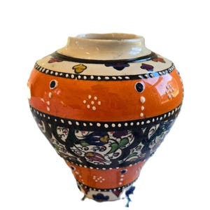 Vintage Hand Painted Turkish Vase, Vintage Raised Design Turkish Vase ...
