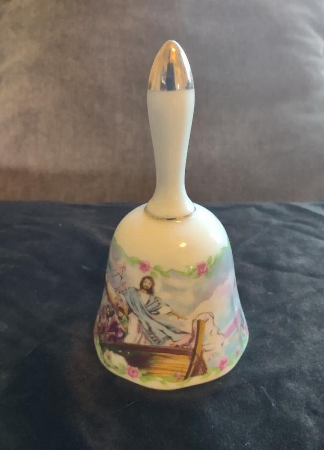 Vintage Hand Painted Porcelain Bell, Jesus Calms the Storm, Religious ...