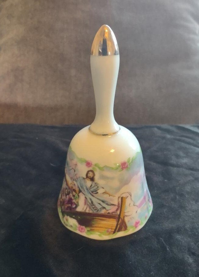Vintage Hand Painted Porcelain Bell, Jesus Calms the Storm, Religious ...