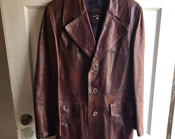Vintage 1980's Cortefiel Leather Jacket, Men's Size 42, Vintage Men's ...