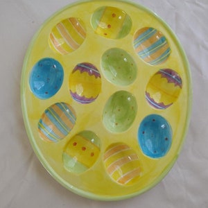 Vintage Easter Deviled Egg Plate Easter Egg Design Plate Spring Deviled ...