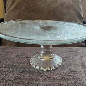 Vintage Depression Glass Cake Stand, Vintage Harp Pattern Pedestal Cake ...