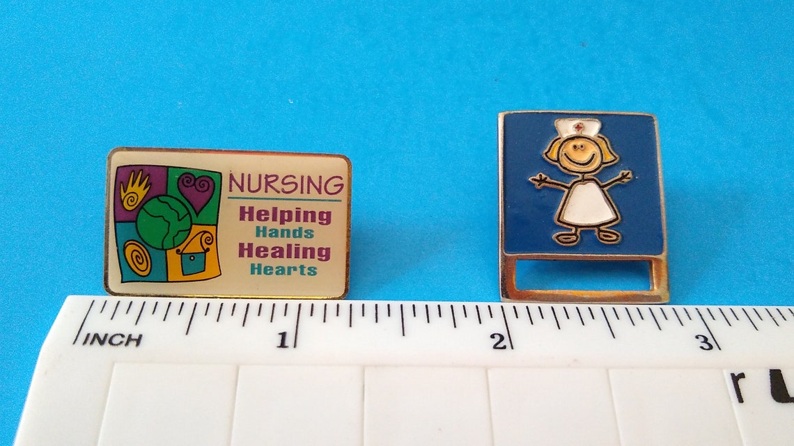 Vintage Pair of Nurse Pins Helping Hands Healing Hearts - Etsy