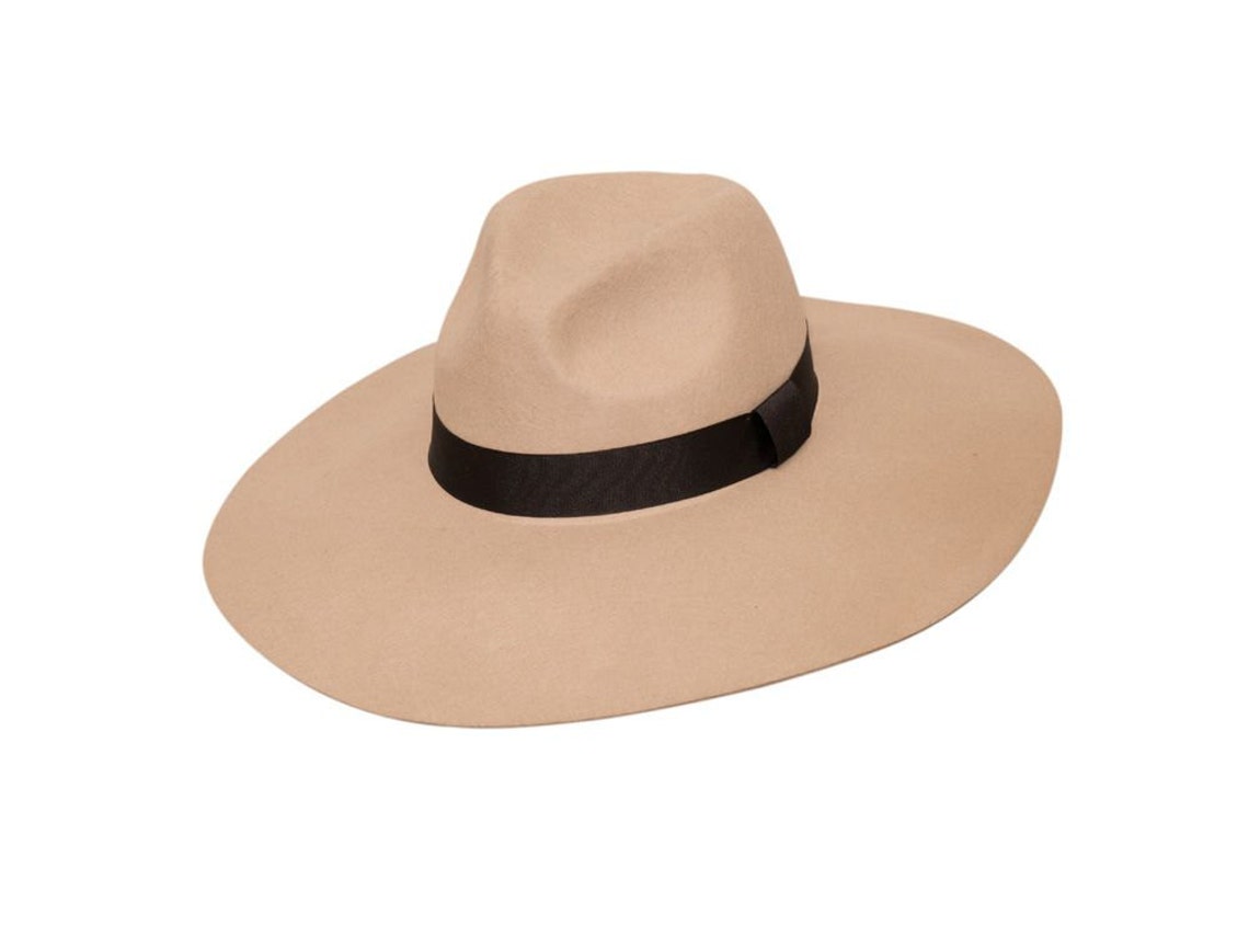 Beige Grande Fedora with Large Brim - Etsy