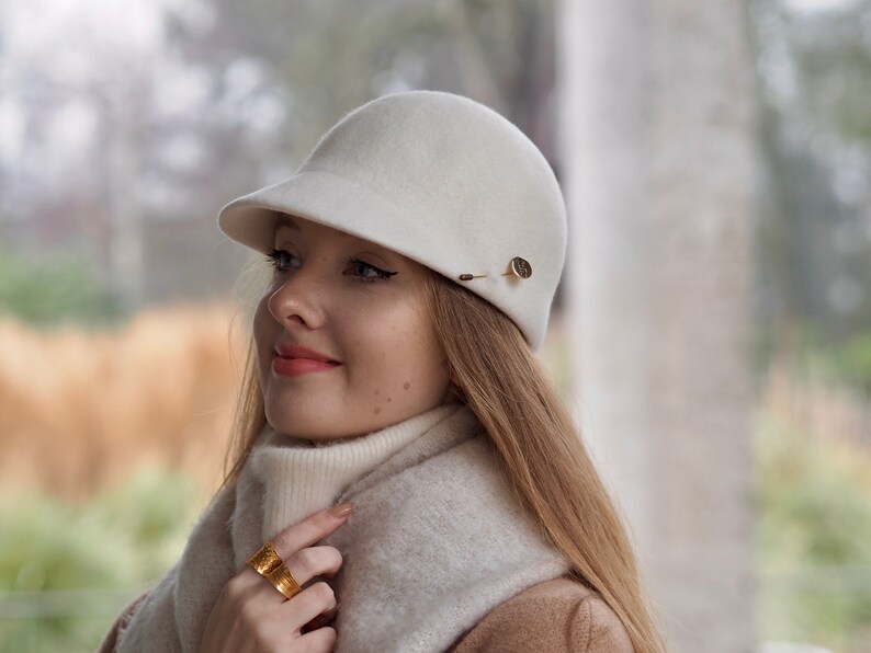 White Ecru Wool Winter Hat Cap - Etsy
