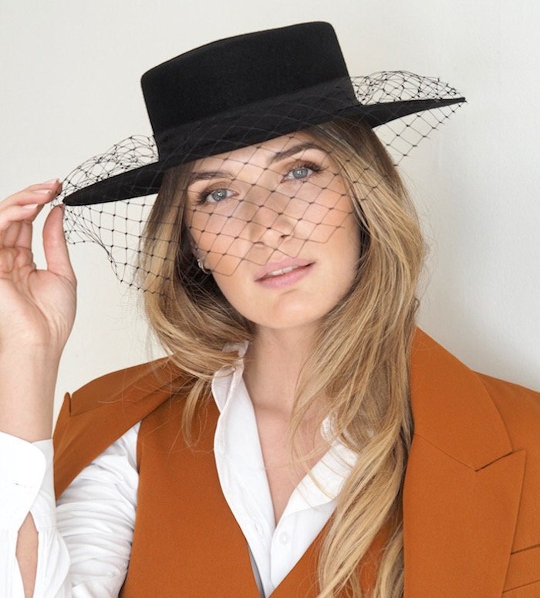 BLACK VEIL HAT - Etsy