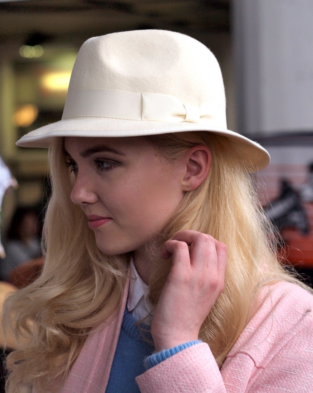 Trimmed off White Trilby With Tonal Grosgrain Ribbon - Etsy