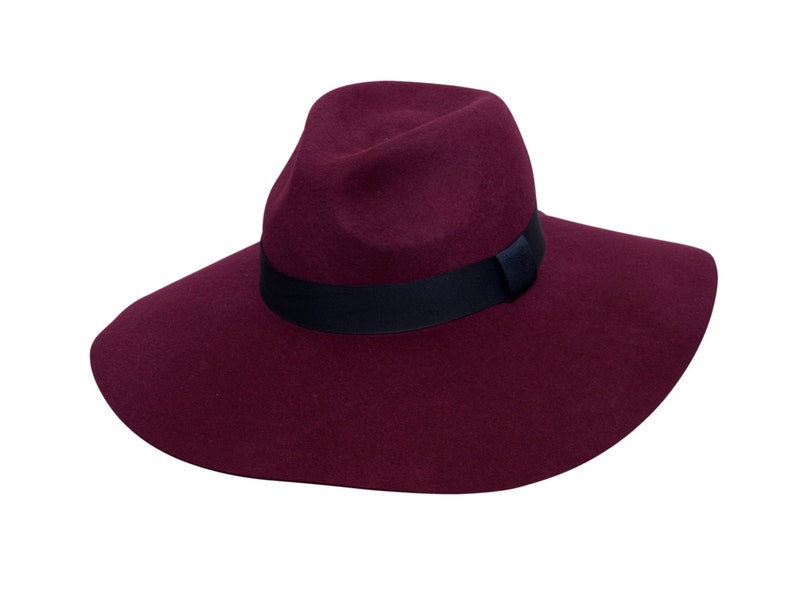Grande Burgundy Fedora with Large Brim | Etsy
