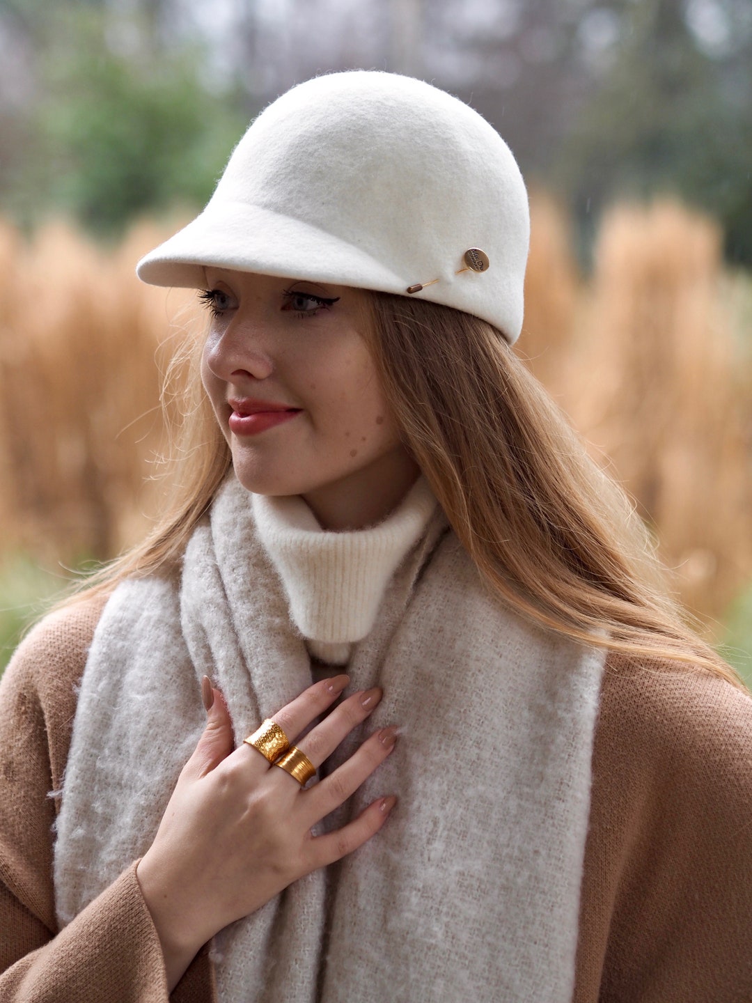 White Ecru Wool Winter Hat Cap - Etsy