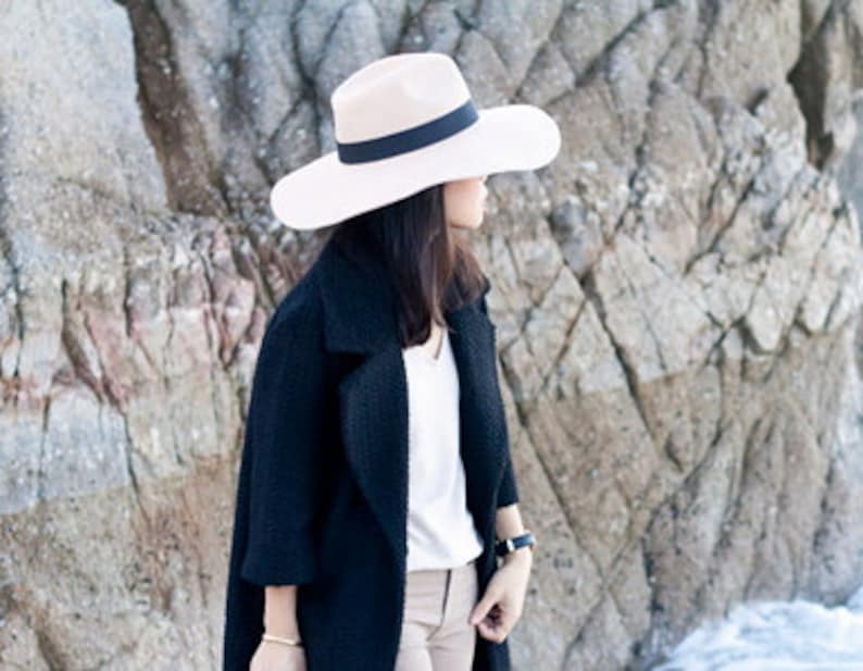 Beige Grande Fedora with Large Brim - Etsy