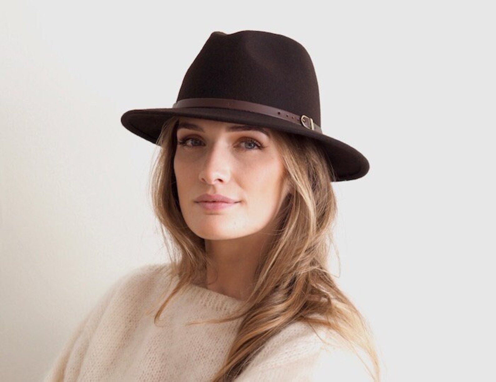 Brown Wool Felt Belted Fedora - Etsy
