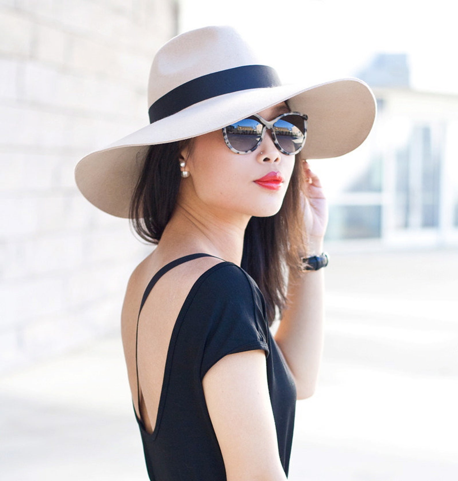 Beige Grande Fedora with Large Brim - Etsy