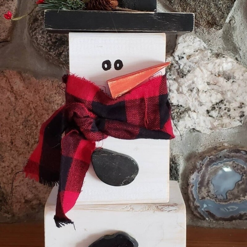 Wood Block Snowman - Etsy