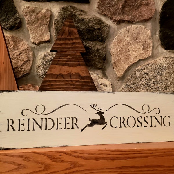 Reindeer Crossing Sign - Etsy