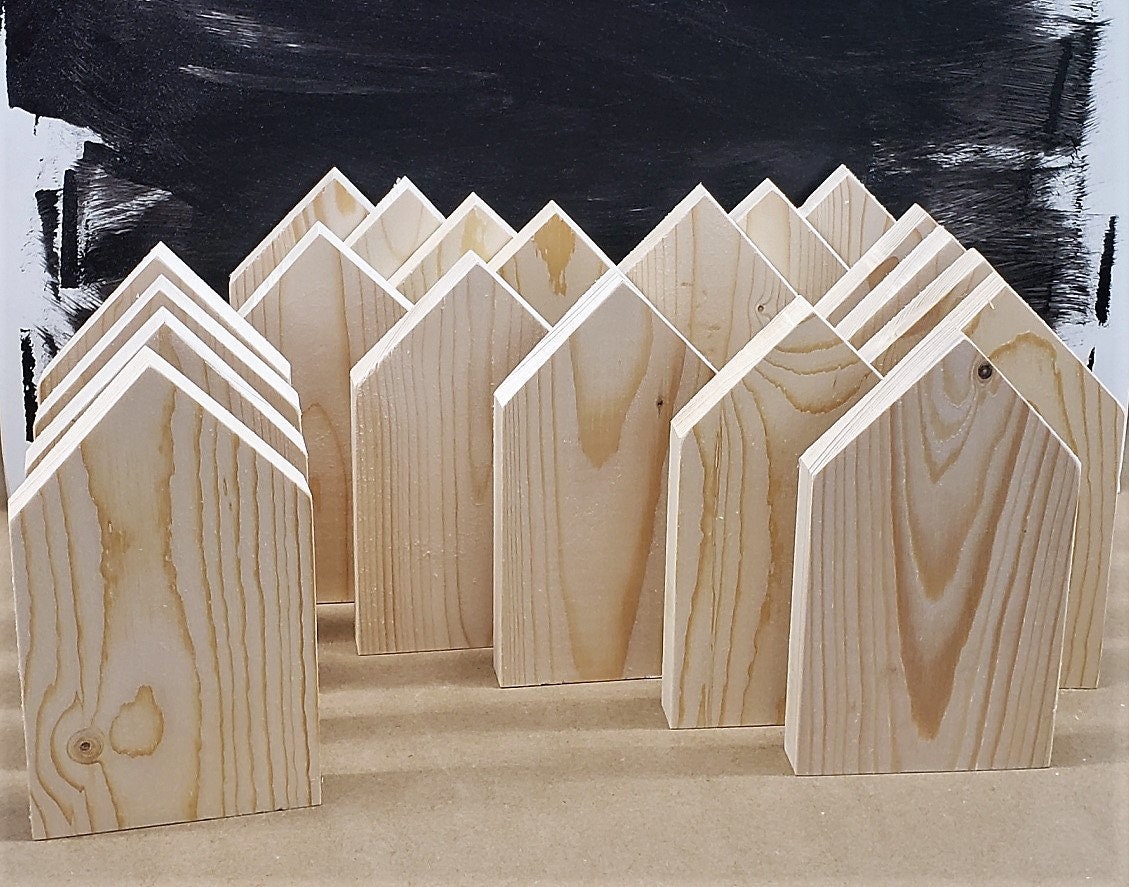 Ten or Twenty wood house shapes large at 6 inches tall | Etsy