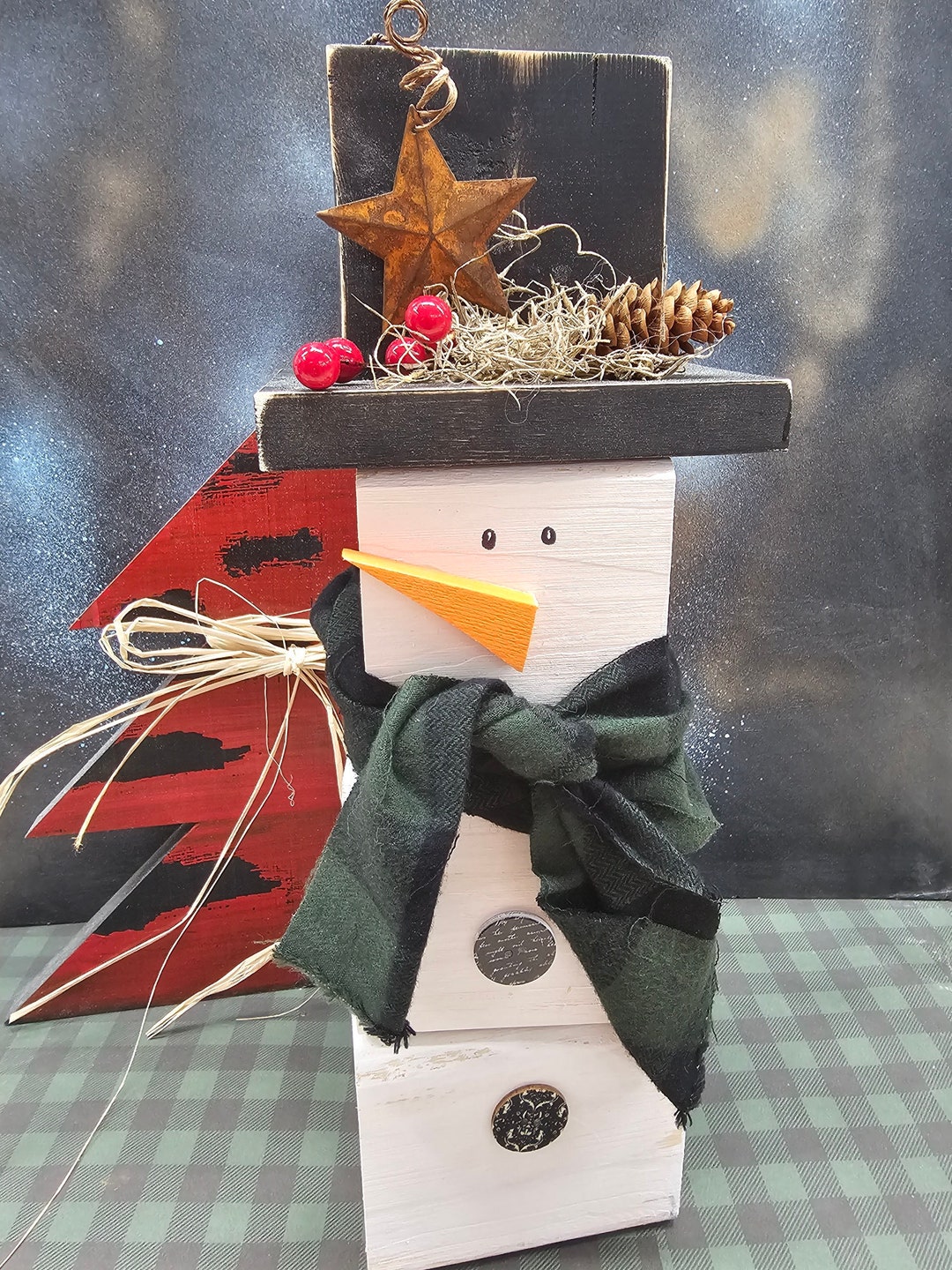 Handmade Snowman, One of a Kind, 15 Inches Tall With Hat, Rustic ...