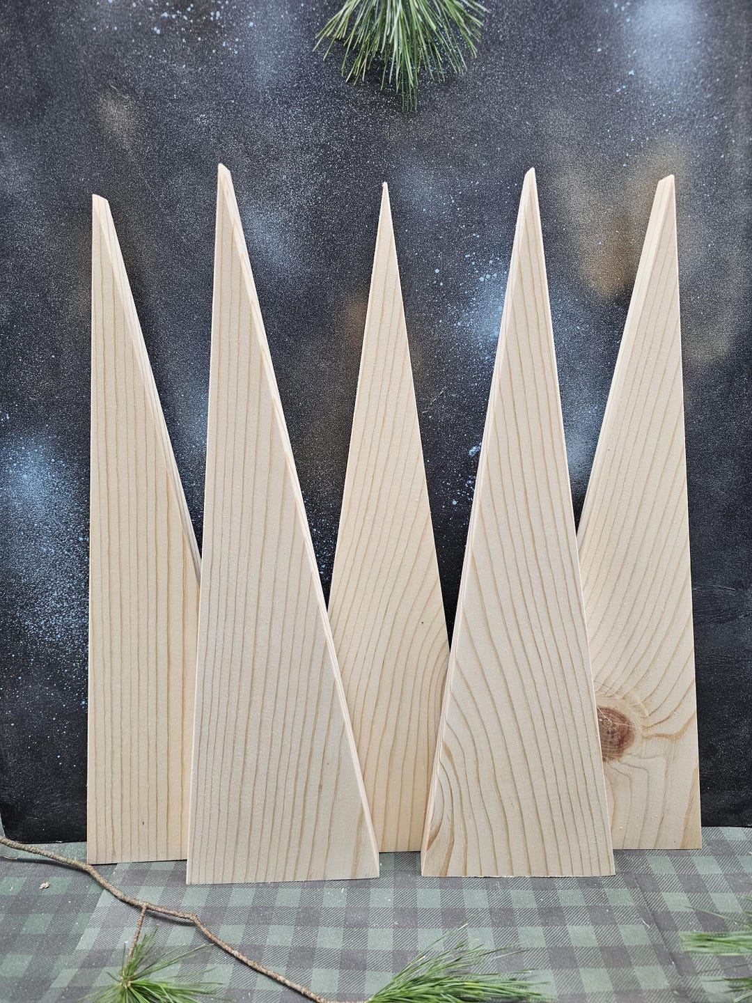 Large Unfinished Wood Tree Set (14+ Inches): DIY Craft Christmas Decor ...