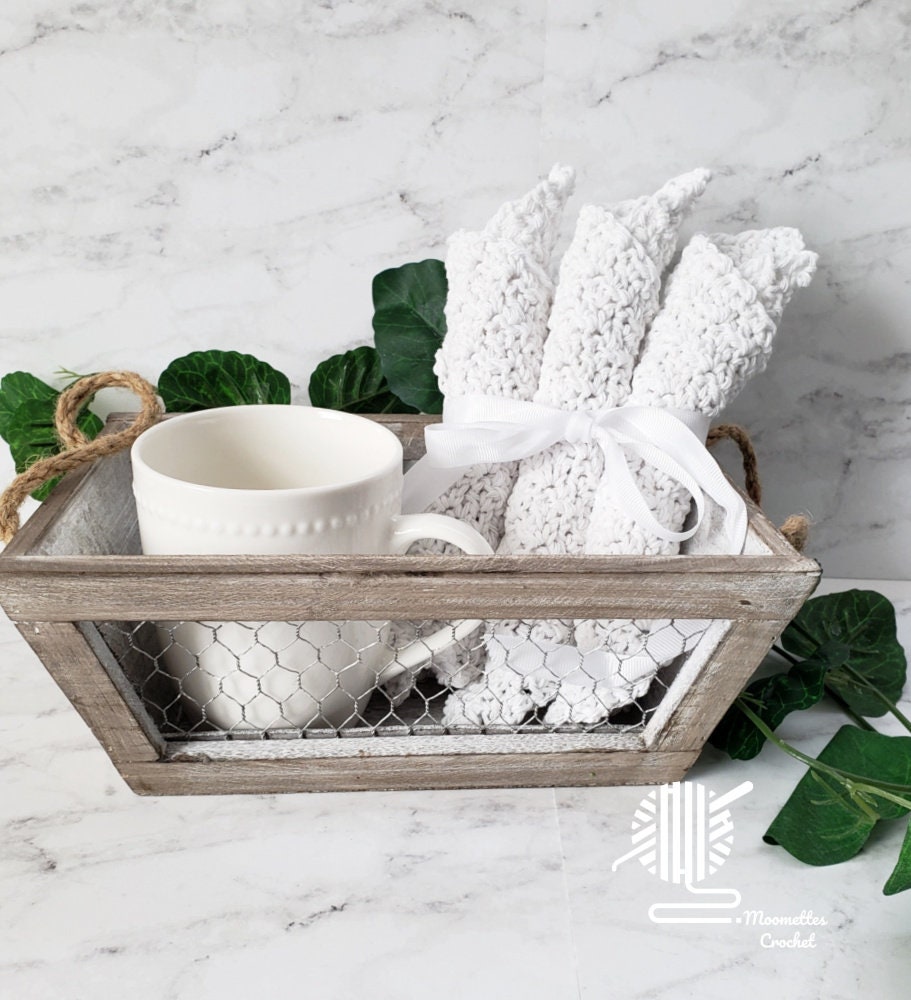 White Cotton Dish Cloths Neutral Kitchen Cotton Dishcloths - Etsy