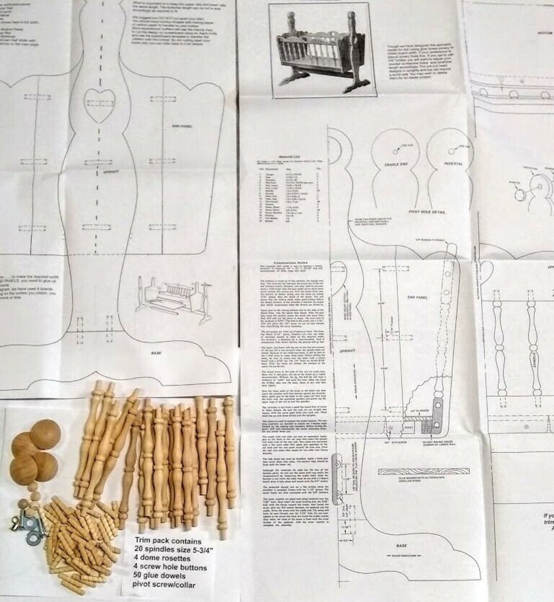 BLUEPRINT Plan DOLL CRADLE Woodworking Plan & Spindles to Make - Etsy