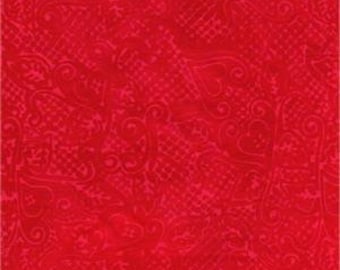 Red batik fabric | Etsy