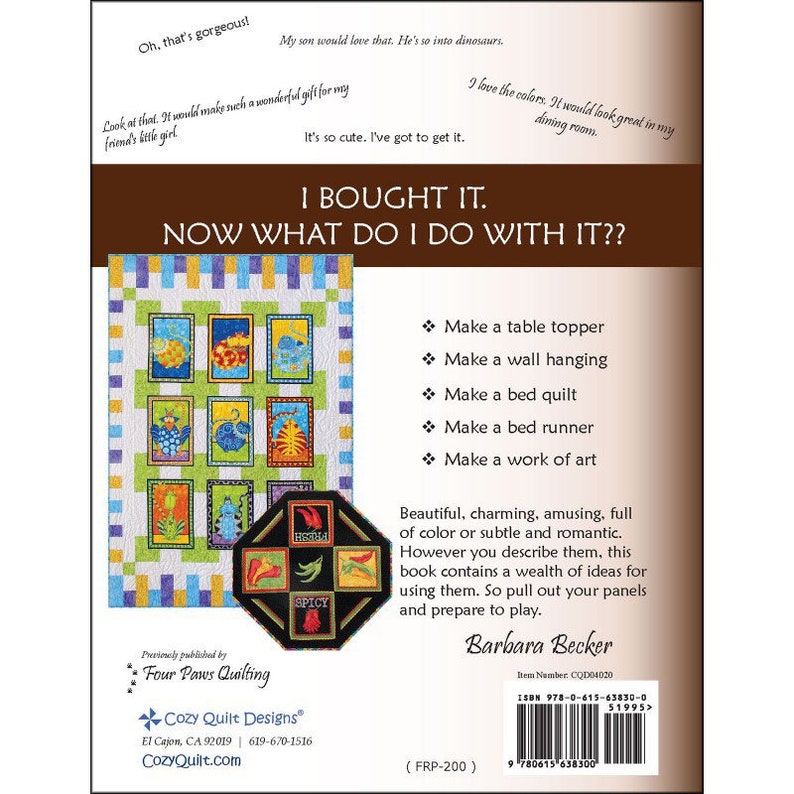 PANEL PLAY Quilt Pattern Booklet - Barbara Becker - Cozy Quilt Designs ...