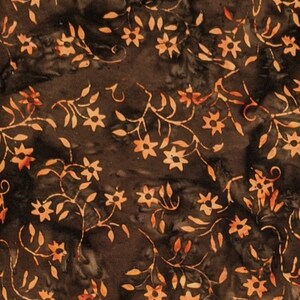Batik Textiles 4522 Walnut Brown Golden Flowers Serendipity Fabric ...