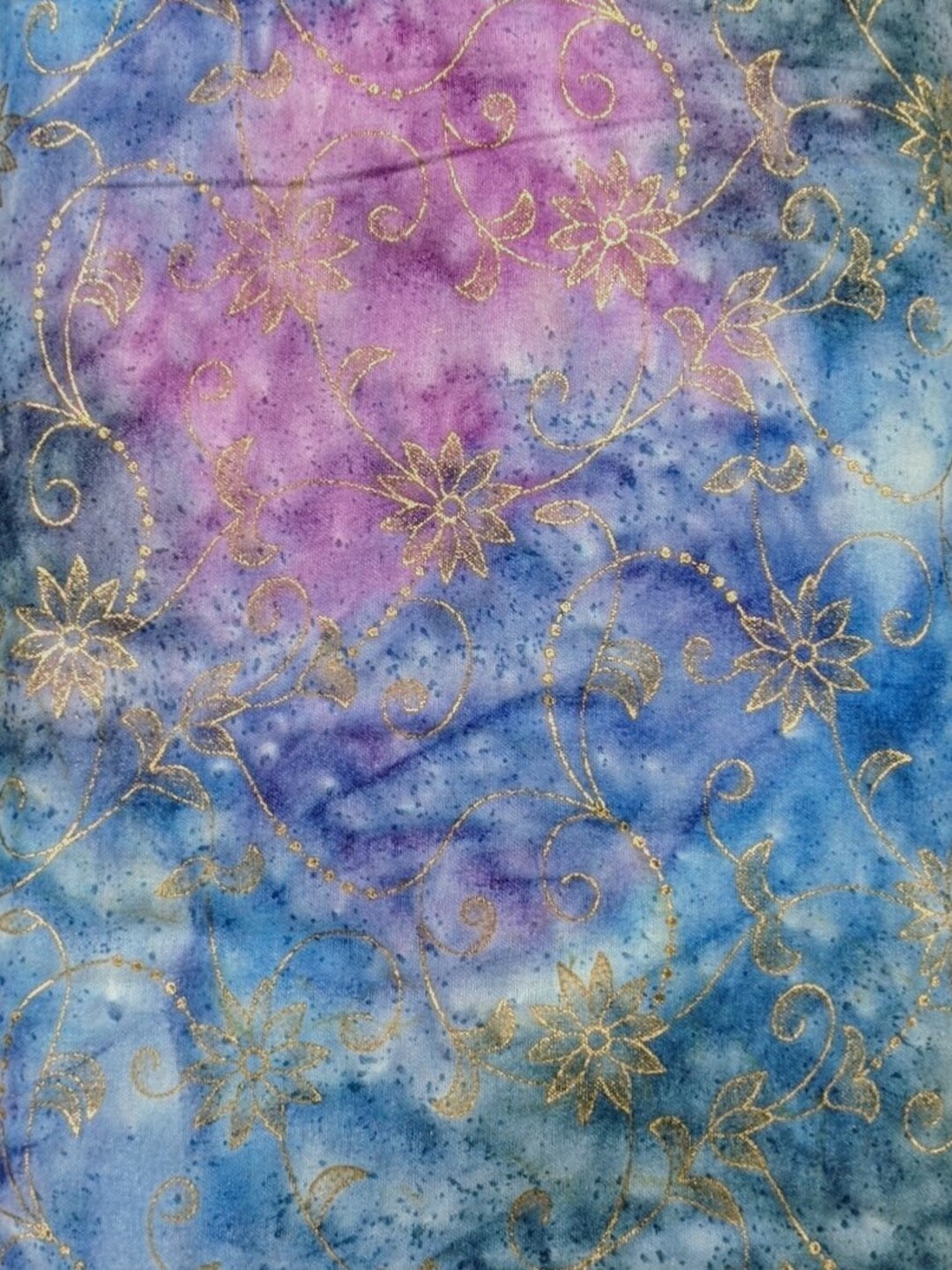TCI Flannel Batik Fabric - Moonlight Textures - Floral Scroll - Aqua ...