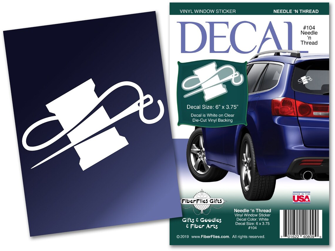NEEDLE 'N THREAD Decal Vinyl Window Sticker - # 104 - Fiberflies Gifts ...