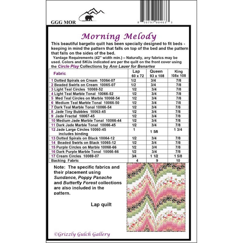 MORNING MELODY Quilt Pattern Grizzly Gulch Gallery Ann - Etsy