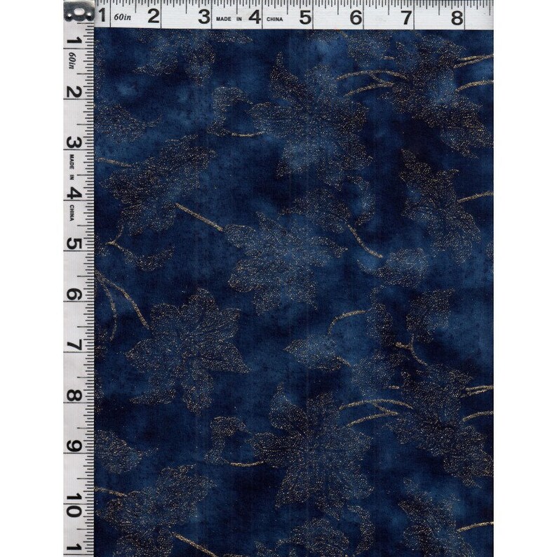 TCI Flannel Batik Fabric - Moonlight Textures - Leaf - Navy Blue ...