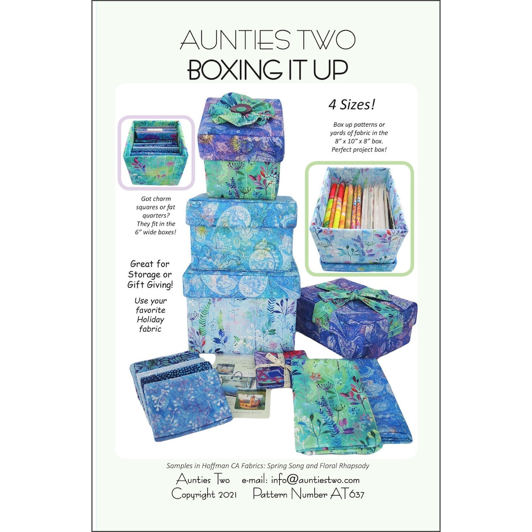 BOXING IT UP Sewing Pattern - Auntie's Two AT637 - Multipurpose Boxes 4 ...