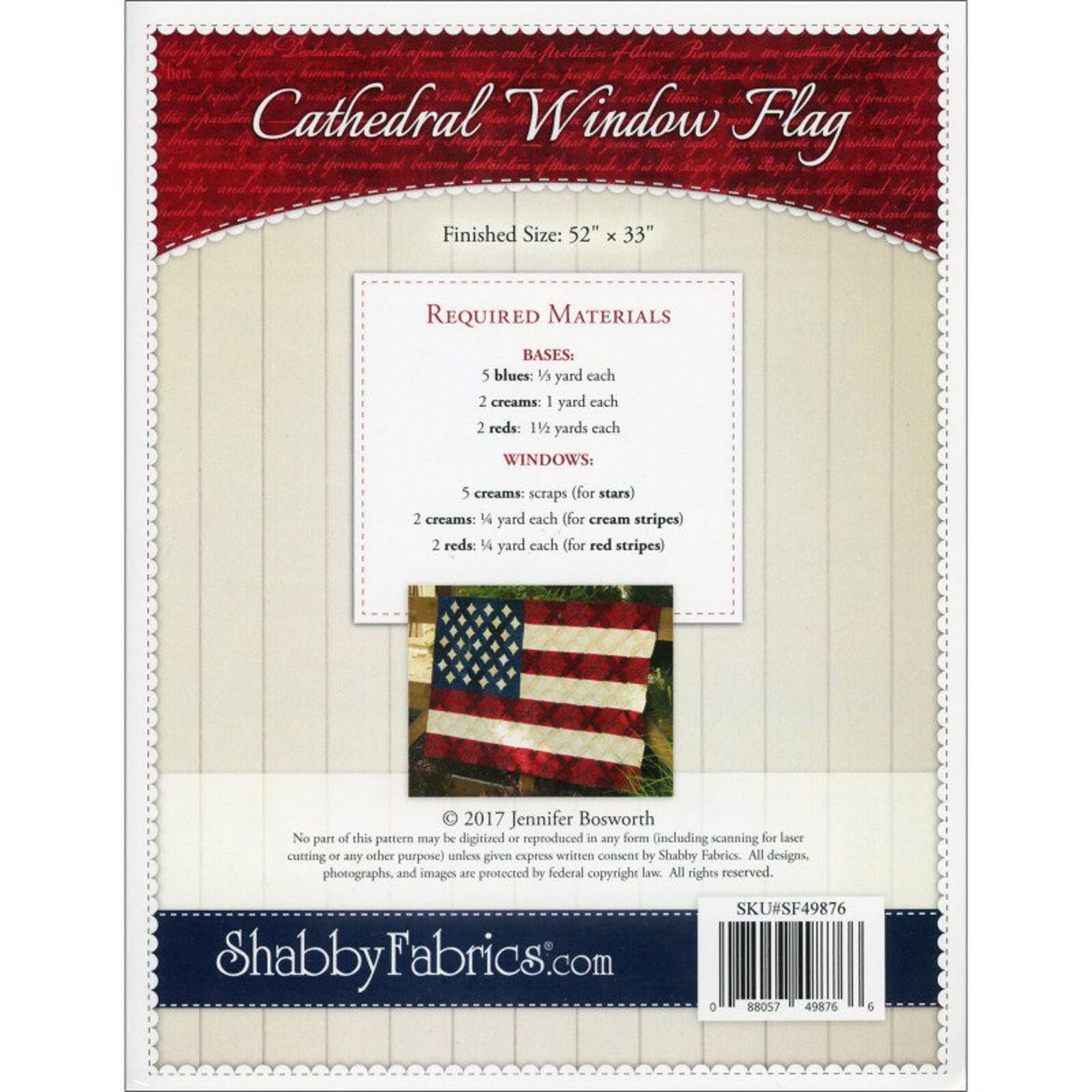 CATHEDRAL WINDOW FLAG - Quilt Pattern by Shabby Fabrics SF49876 - Etsy