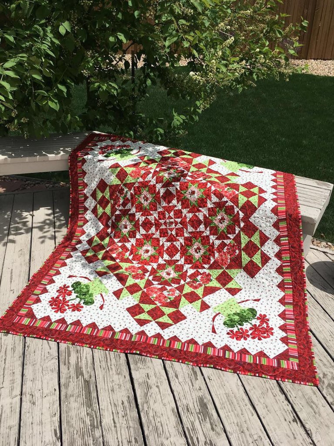 DIAMOND GERANIUMS Quilt Pattern Bound to Be Quilting BTBQ131 | Etsy