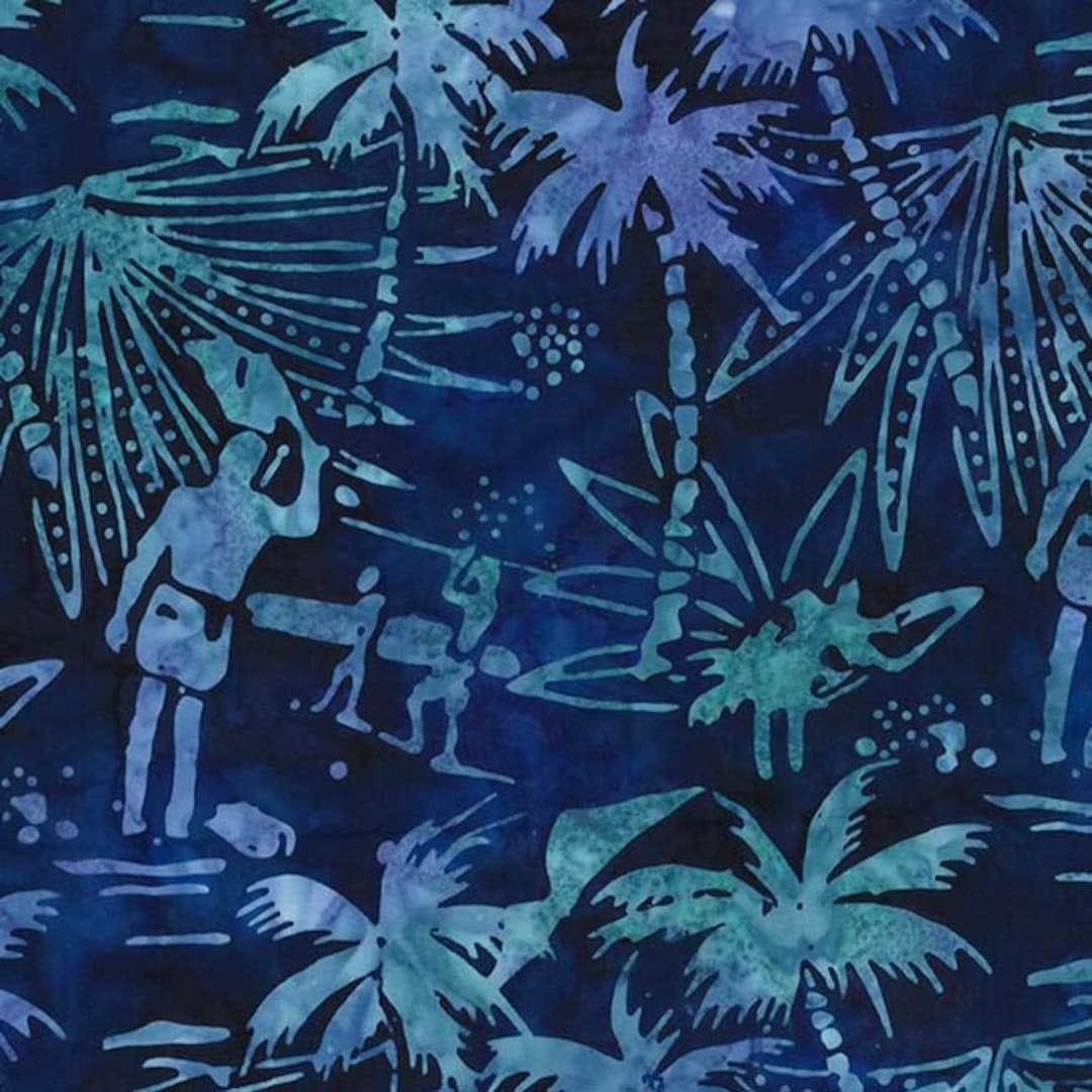 Michael Miller - Indigo Tropical Horizon - Tropical Batik Fabric ...