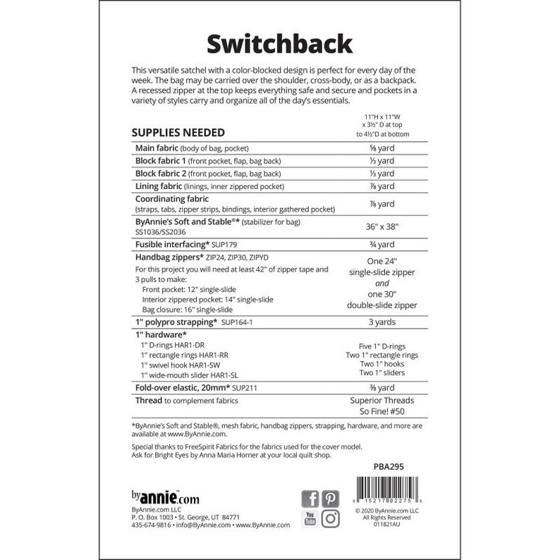 SWITCHBACK Sewing Pattern Byannie.com Stylish Travel - Etsy