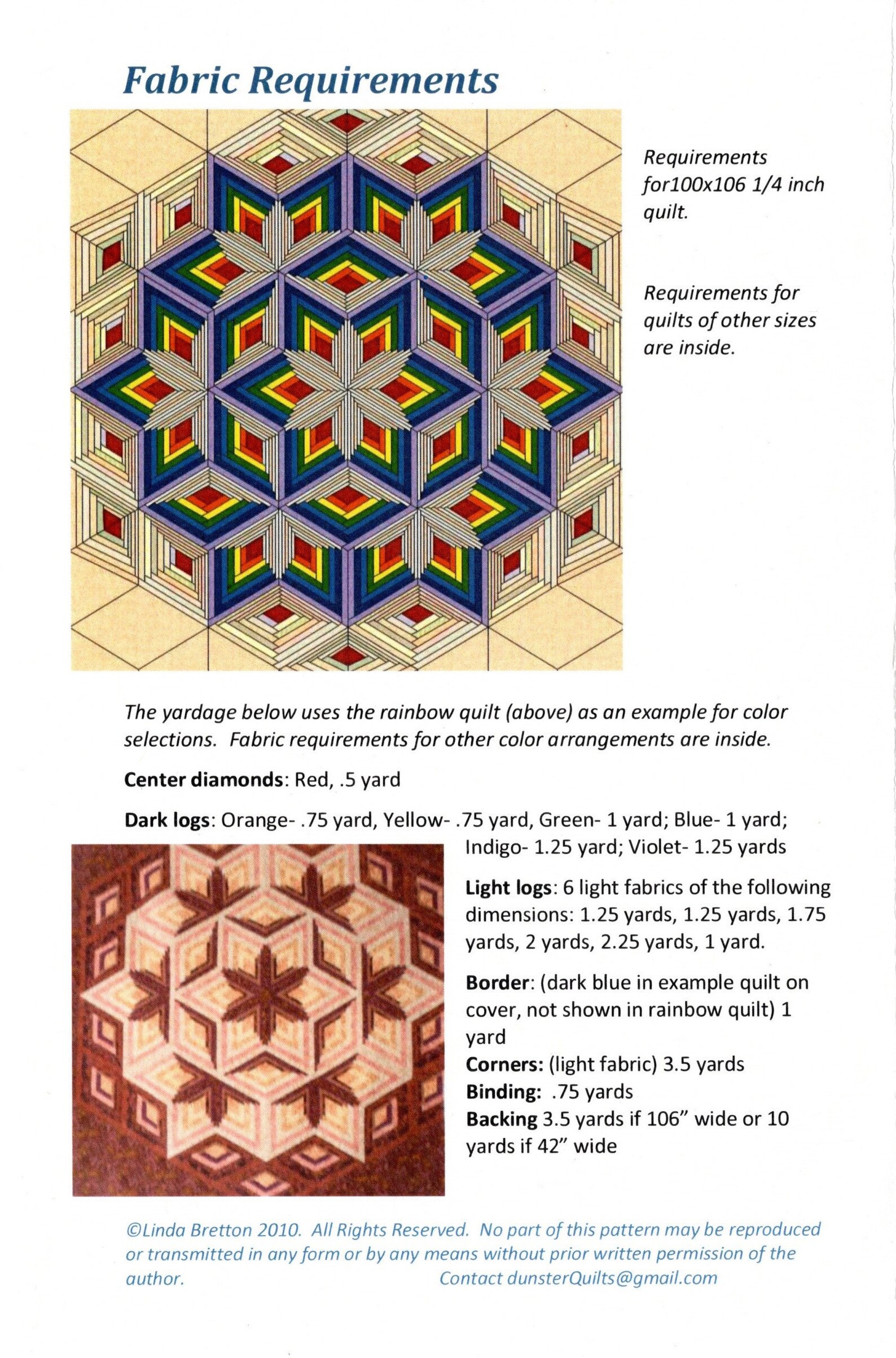 DIAMOND LOG CABIN Star Quilt Pattern - Dunster Quilts - Linda Bretton ...