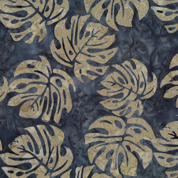 Michael Miller Monstera Leaves Stone Tropical Batik | Etsy
