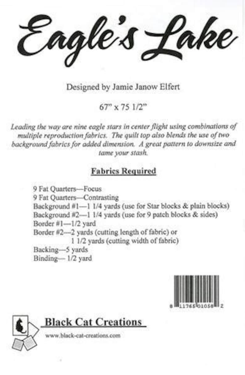 EAGLES LAKE Quilt Pattern Black Cat Creations Jamie Janow - Etsy