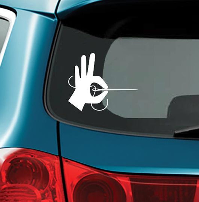 HAND SEWING Decal Vinyl Window Sticker - # 103 - Fiberflies Gifts - 6 ...